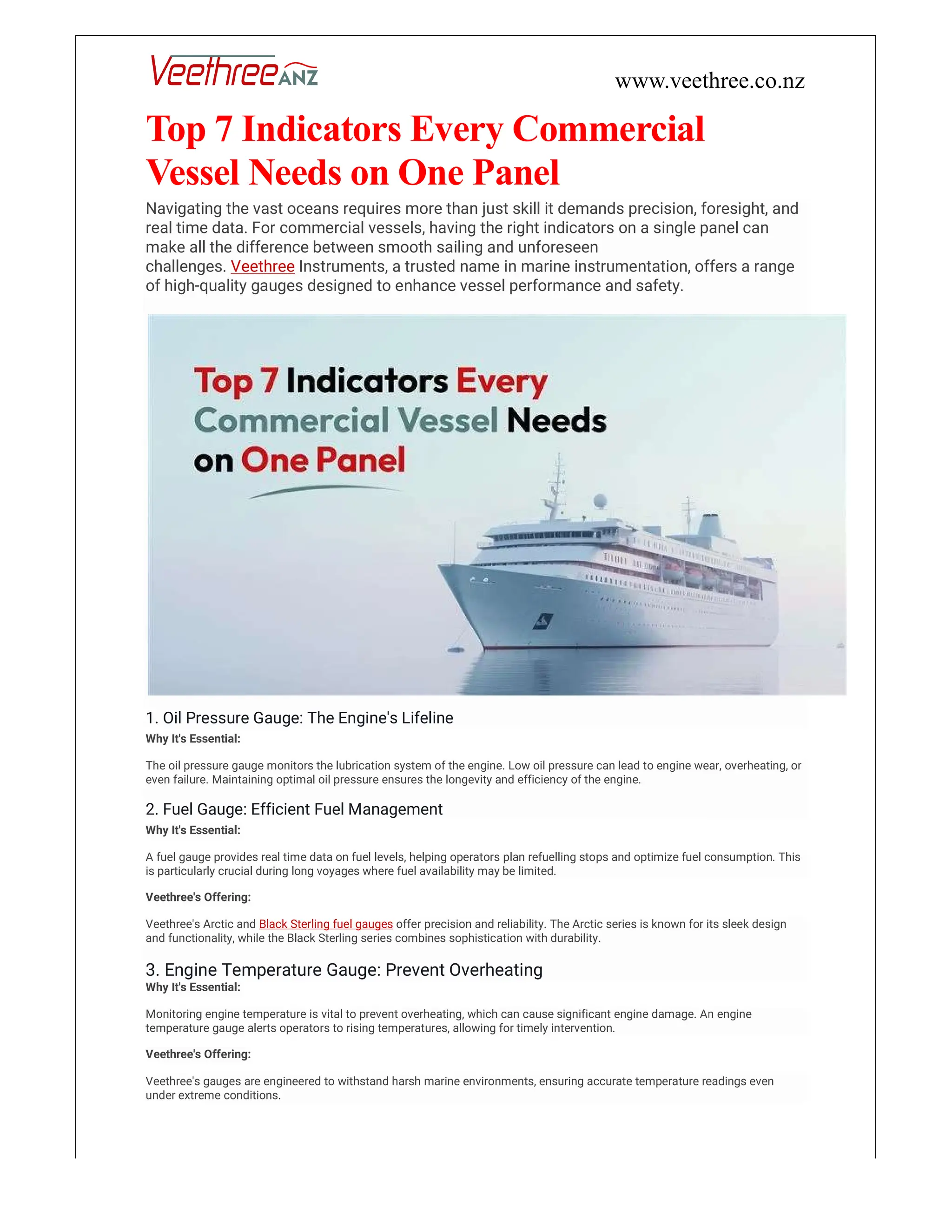Top 7 Indicators Every Commercial Vessel Needs on One Panel-Veethree | PDF