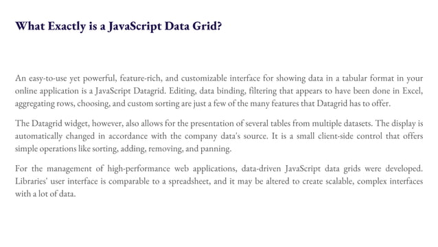 Top 7 JavaScript Data Grid Libraries | PPT