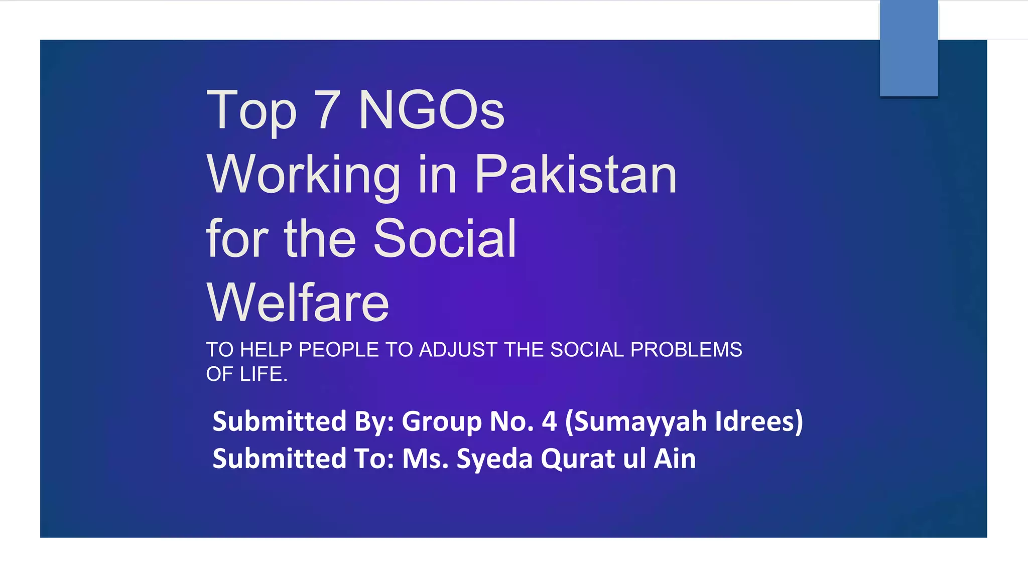Top 7 NGOs in Pakistan (presentation) | PPTX