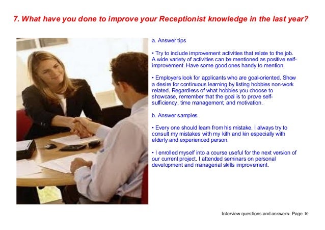 Top 7 receptionist interview questions answers