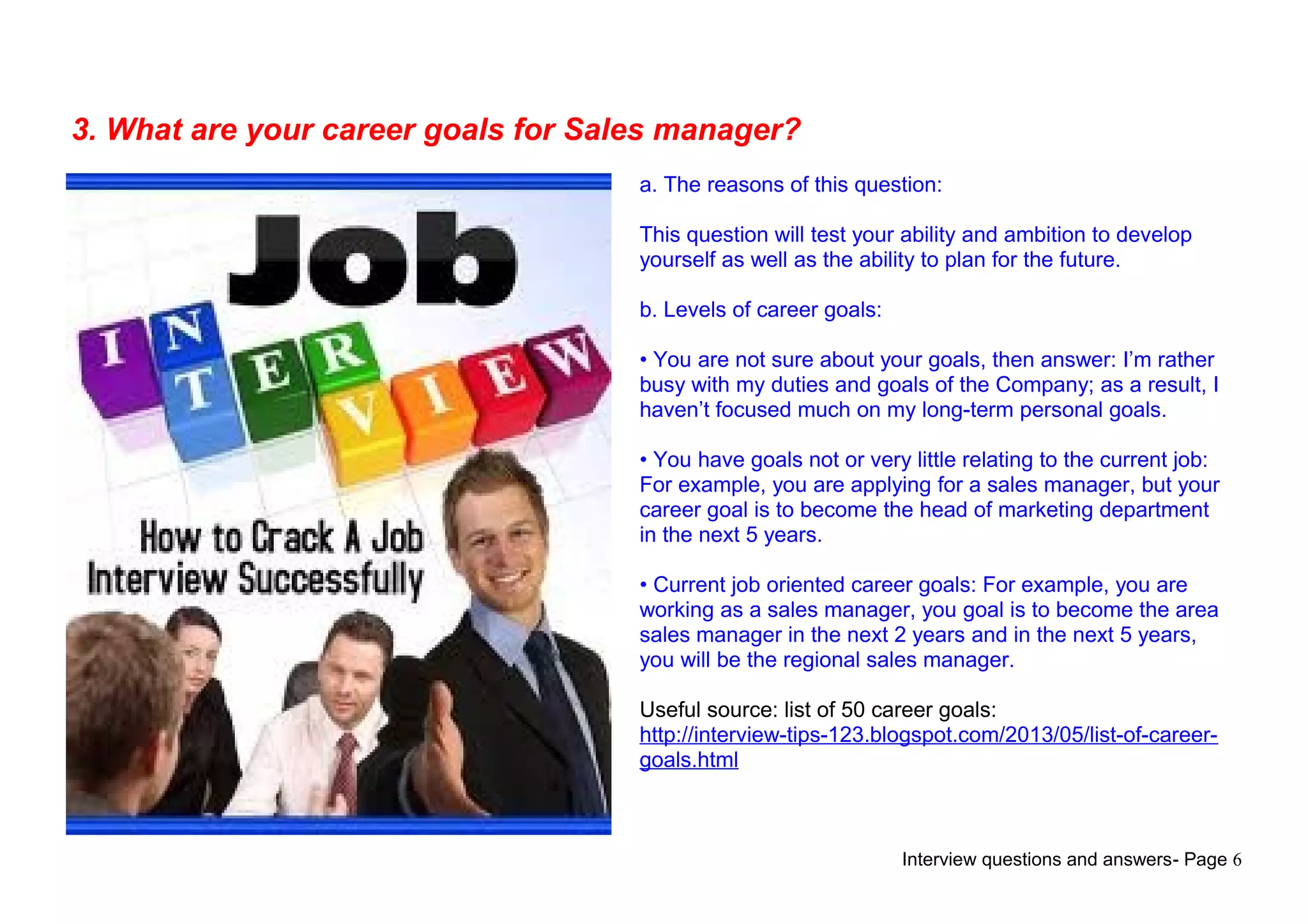 Top 7 sales manager interview questions answers | DOC | Resume Writing and Advice | Job Search
