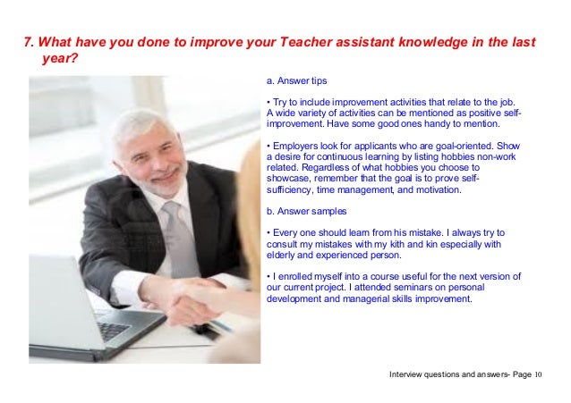 Top 7 teacher assistant interview questions answers