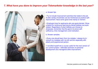 Top 7 telemarketer interview questions answers | PPT
