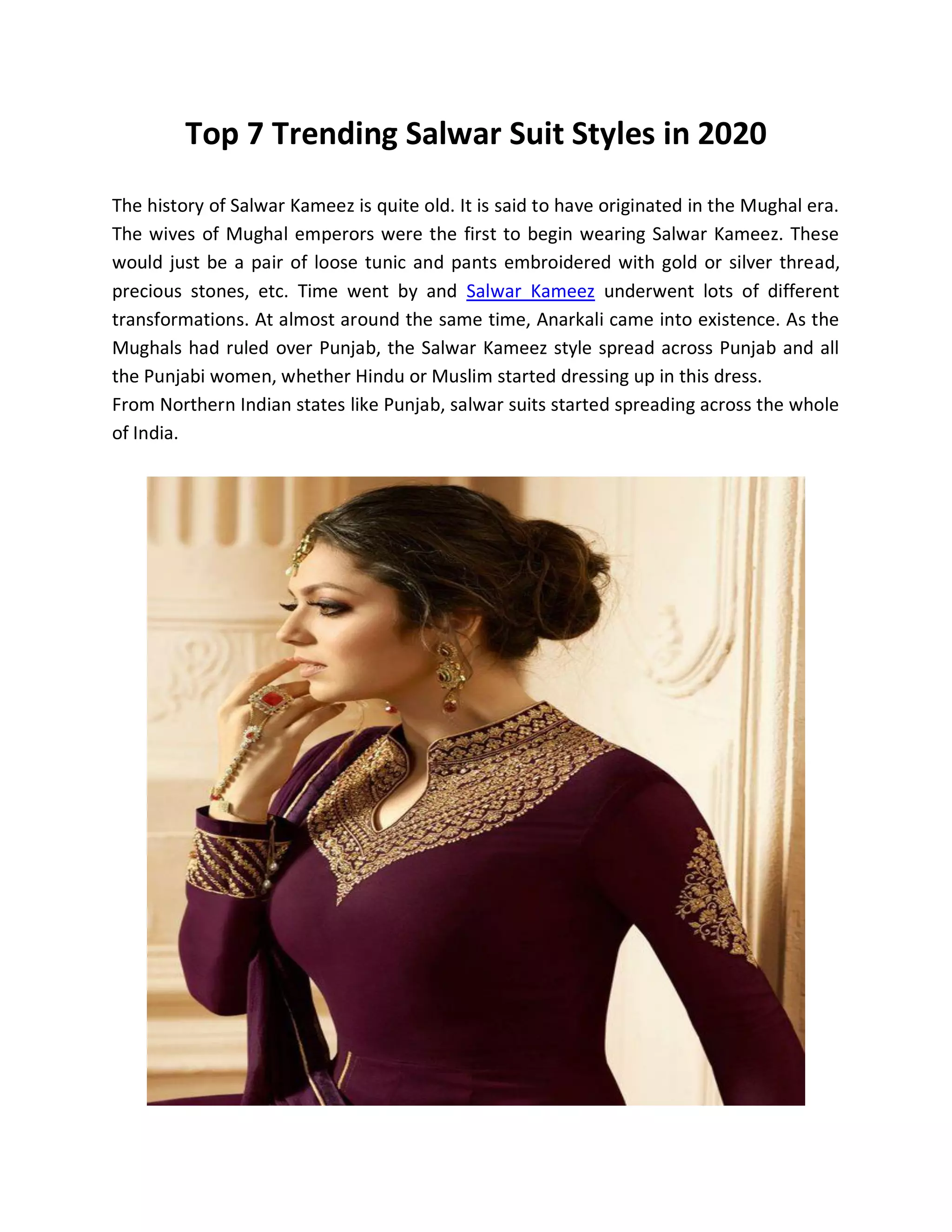 Top 7 trending salwar suit styles in 2020 | PDF