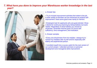 Top 7 warehouse worker interview questions answers | PPT