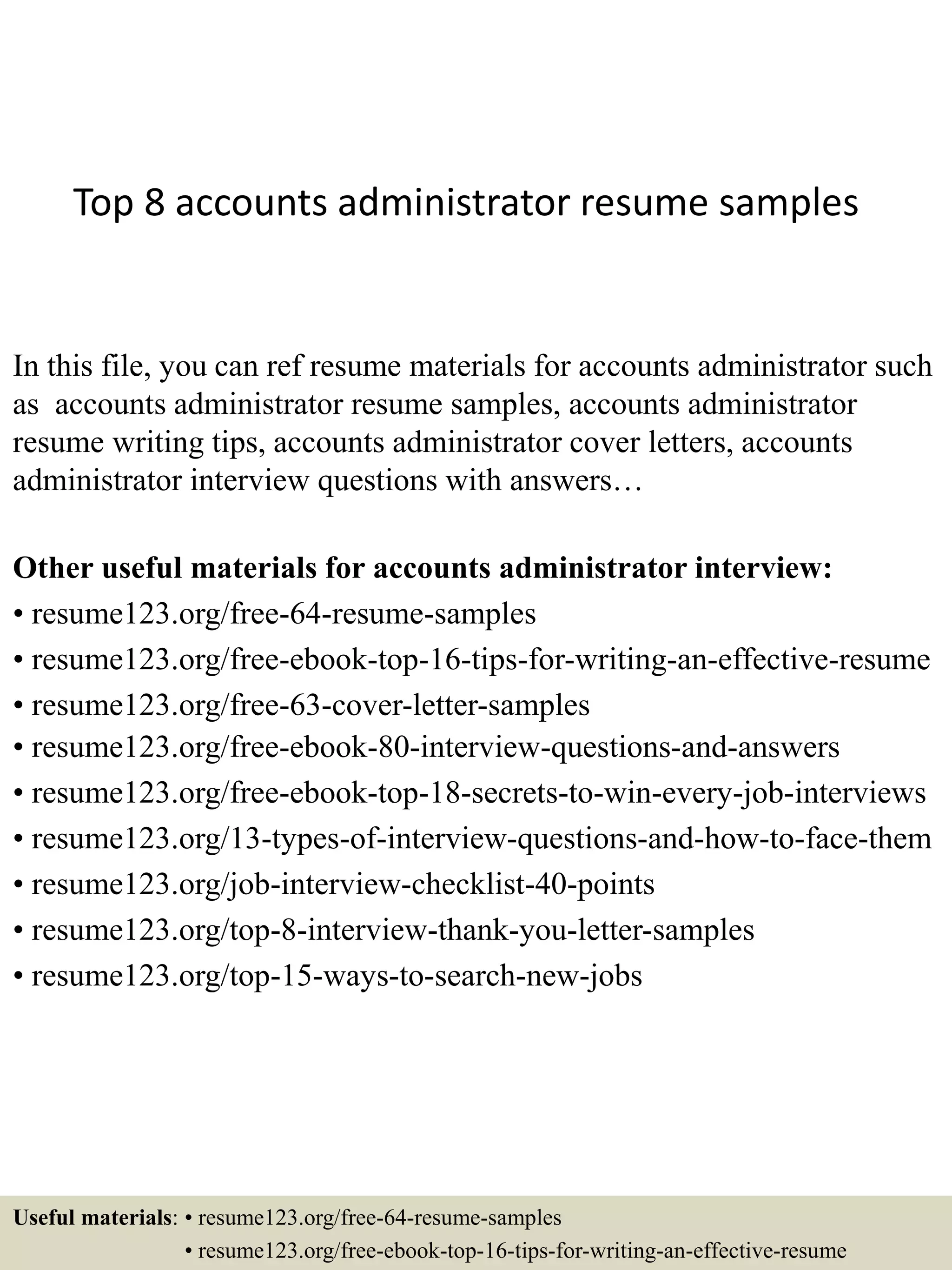 Top 8 accounts administrator resume samples | PDF