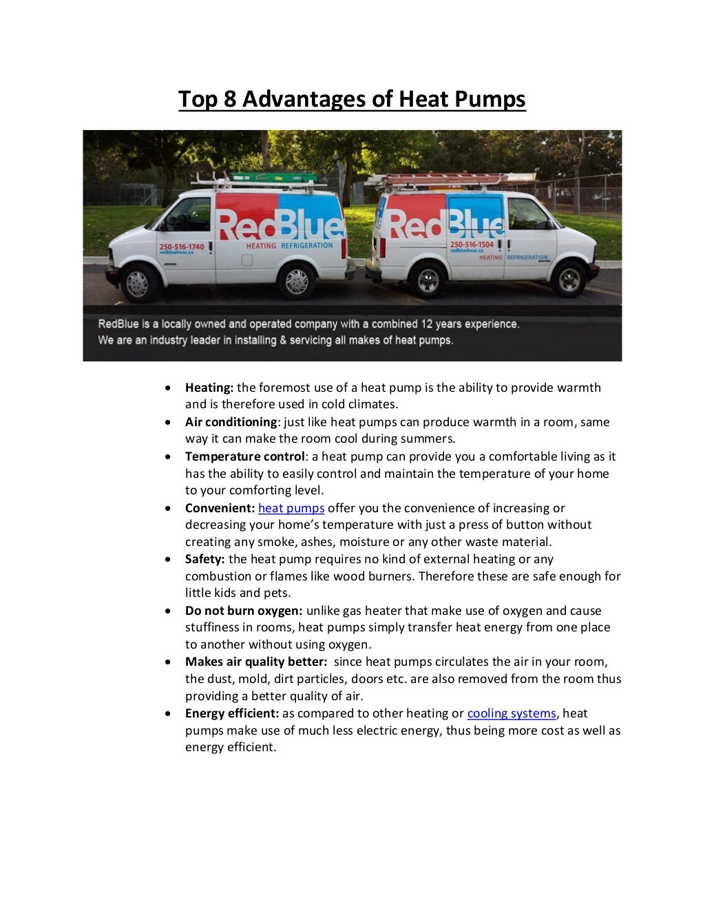 Top 8 Advantages of Heat Pumps Top 8 Advantages of Heat Pumps