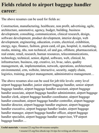 Top 8 airport baggage handler resume samples | PPTX