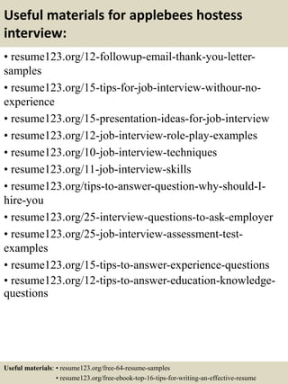 Top 8 applebees hostess resume samples | PPTX
