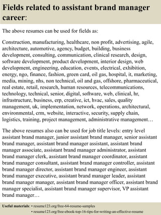 Top 8 assistant brand manager resume samples | PDF