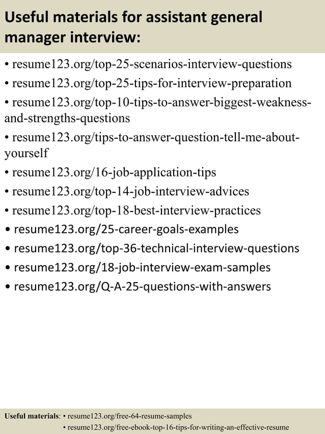 Top 8 assistant general manager resume samples | PDF