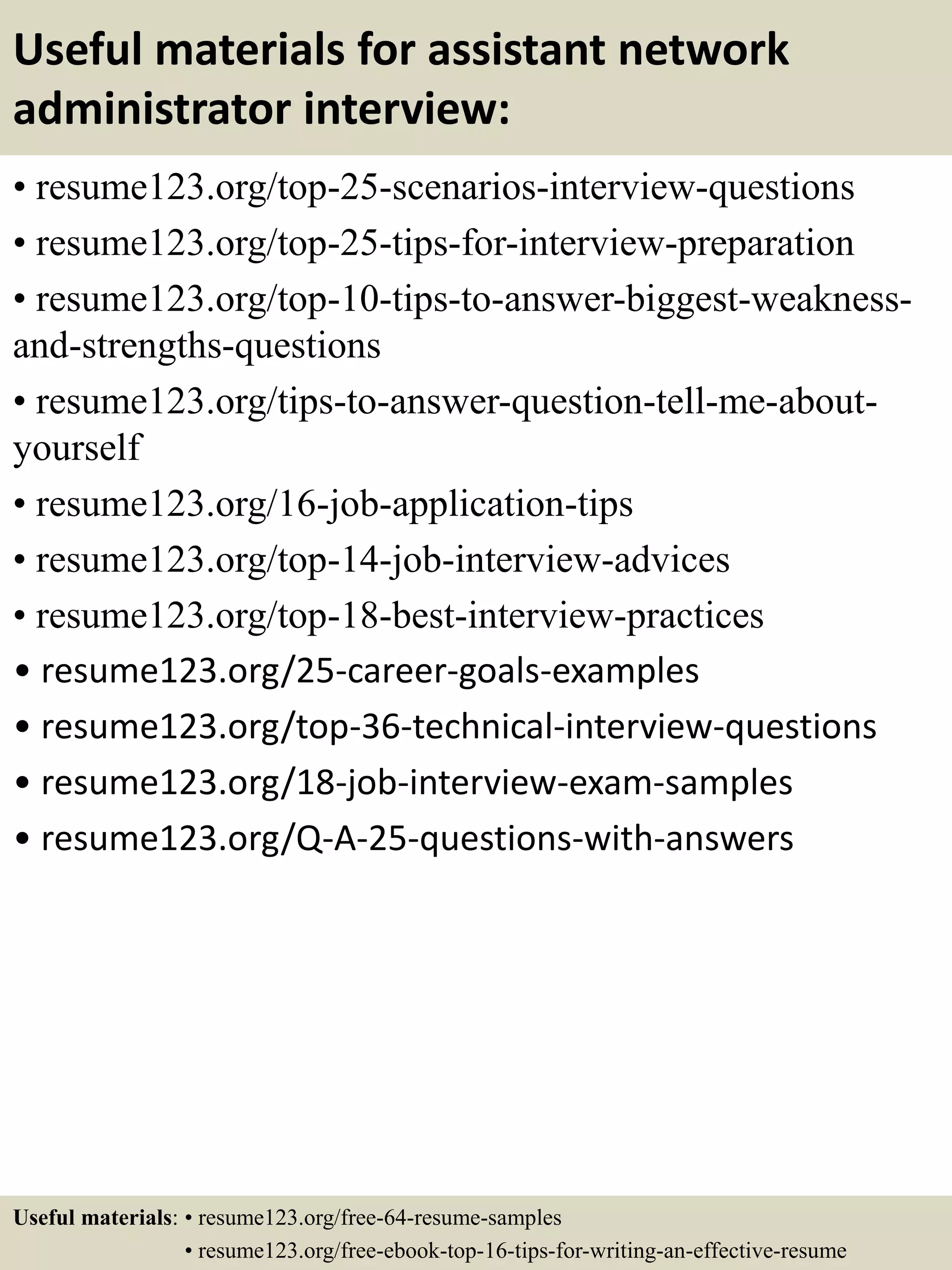 Top 8 assistant network administrator resume samples | PPTX
