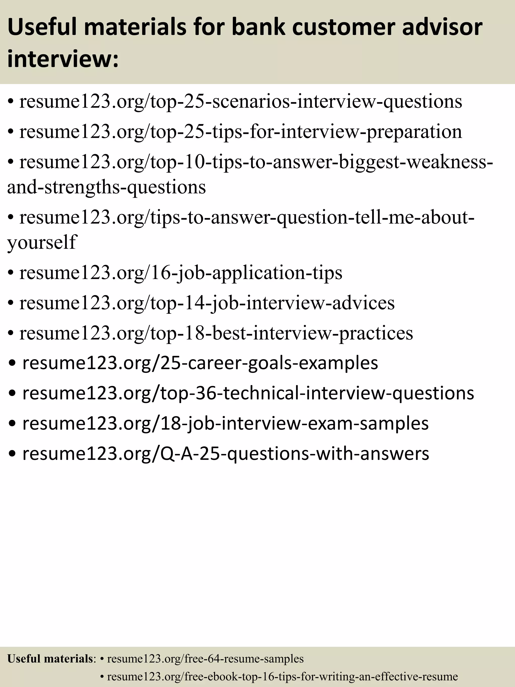 Top 8 bank customer advisor resume samples | PDF
