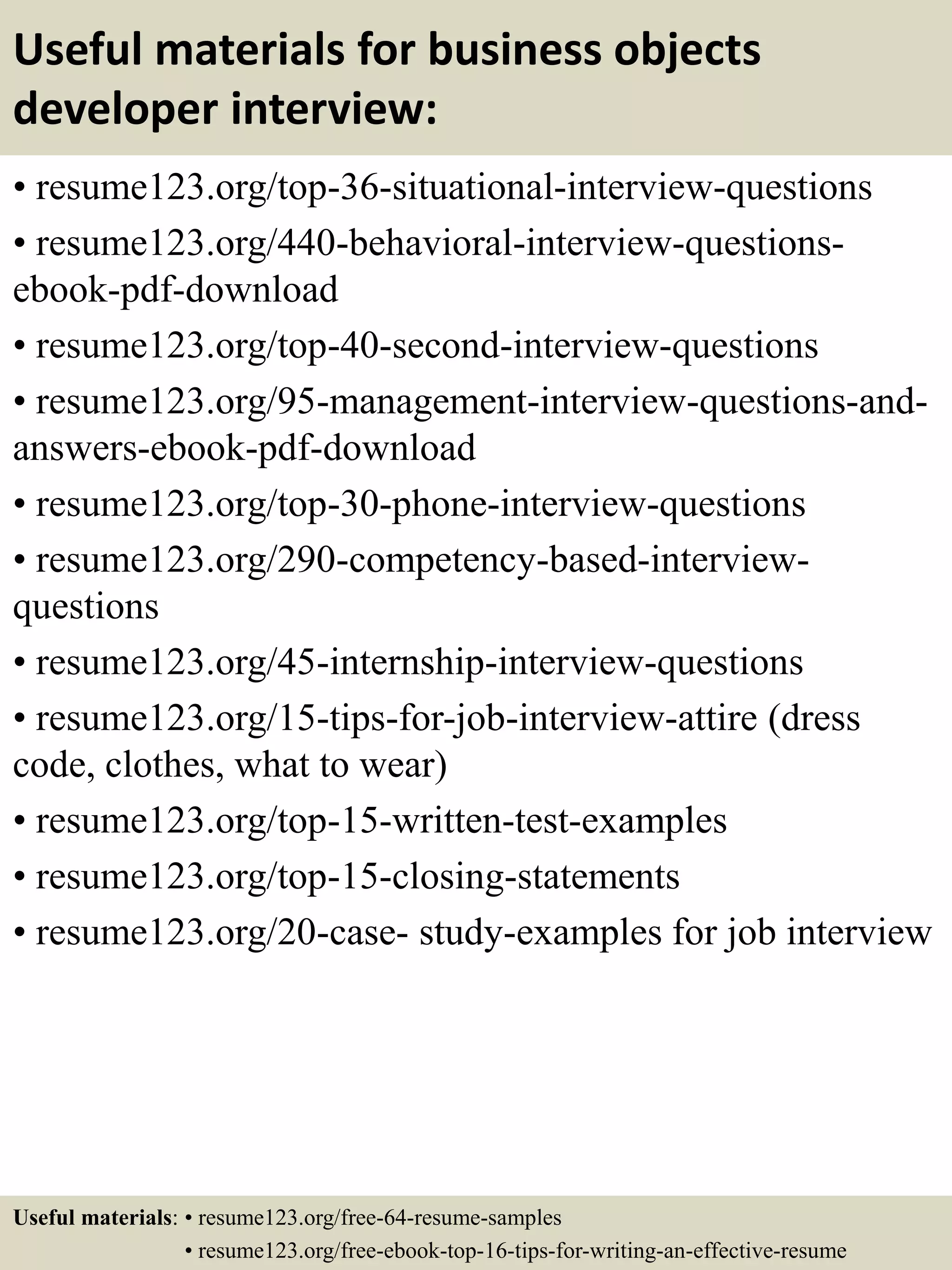 Top 8 business objects developer resume samples | PDF