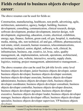 Top 8 business objects developer resume samples | PPTX | Resume Writing ...