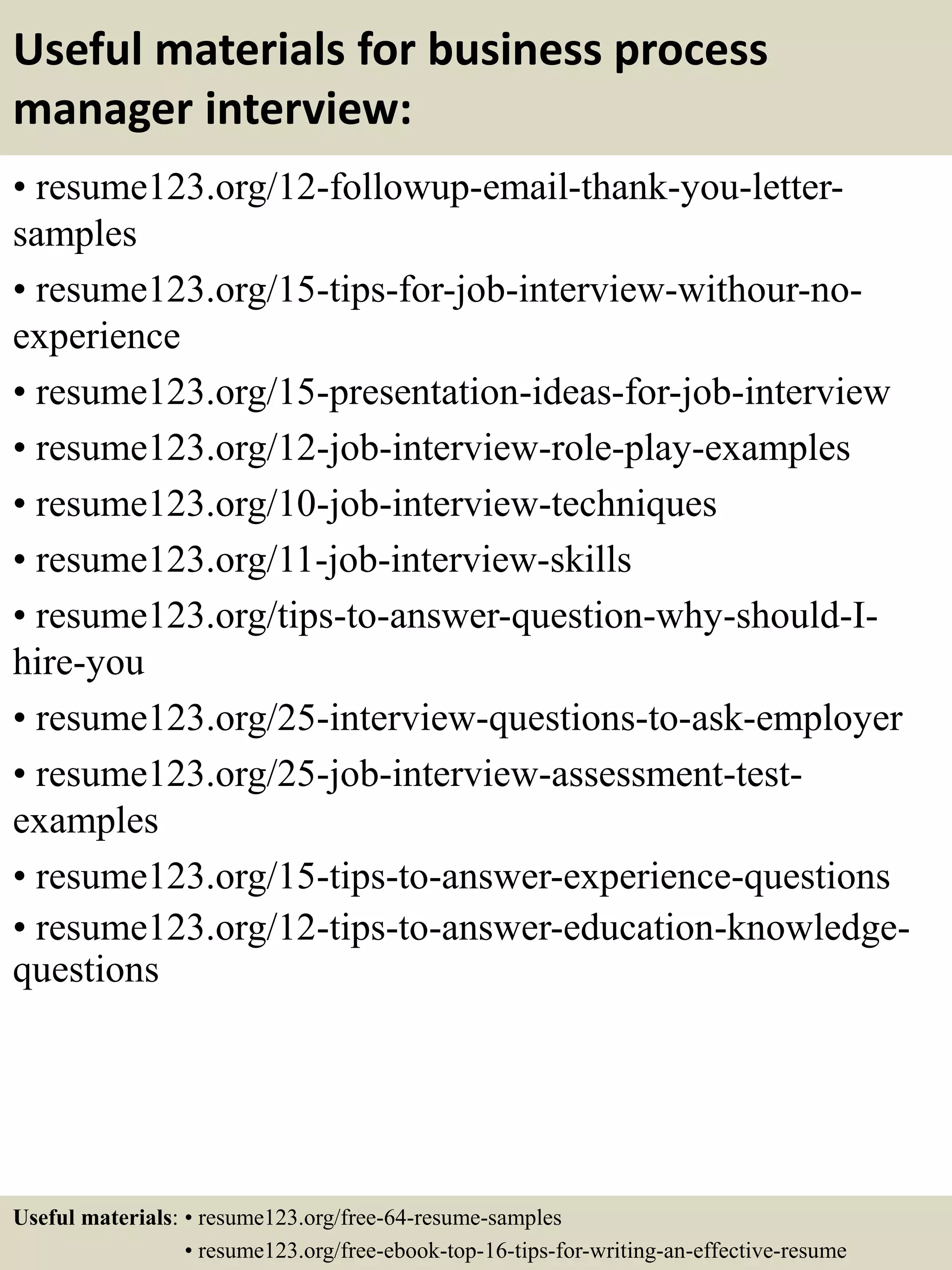 Top 8 business process manager resume samples | PDF
