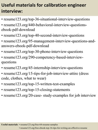 Top 8 calibration engineer resume samples | PDF