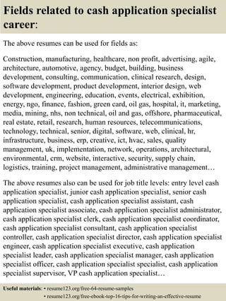 Top 8 cash application specialist resume samples | PPTX