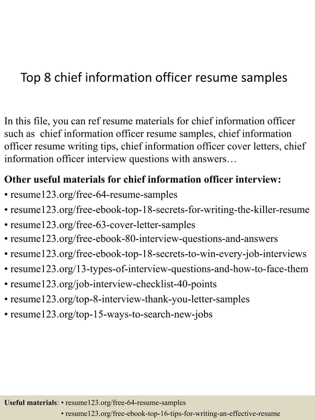 Top 8 chief information officer resume samples | PDF