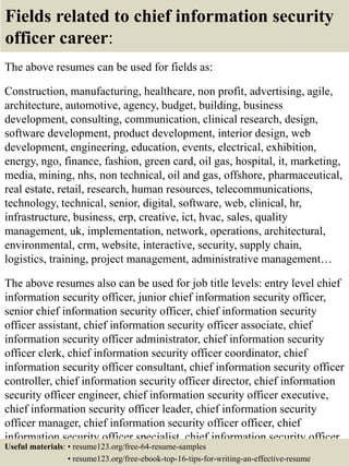 Top 8 chief information security officer resume samples | PDF