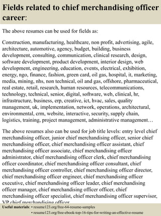 Top 8 chief merchandising officer resume samples | PPTX