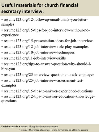 Top 8 church financial secretary resume samples | PPTX