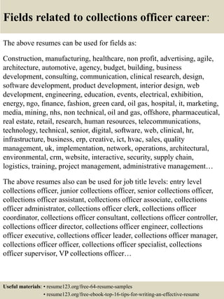 Top 8 collections officer resume samples | PDF