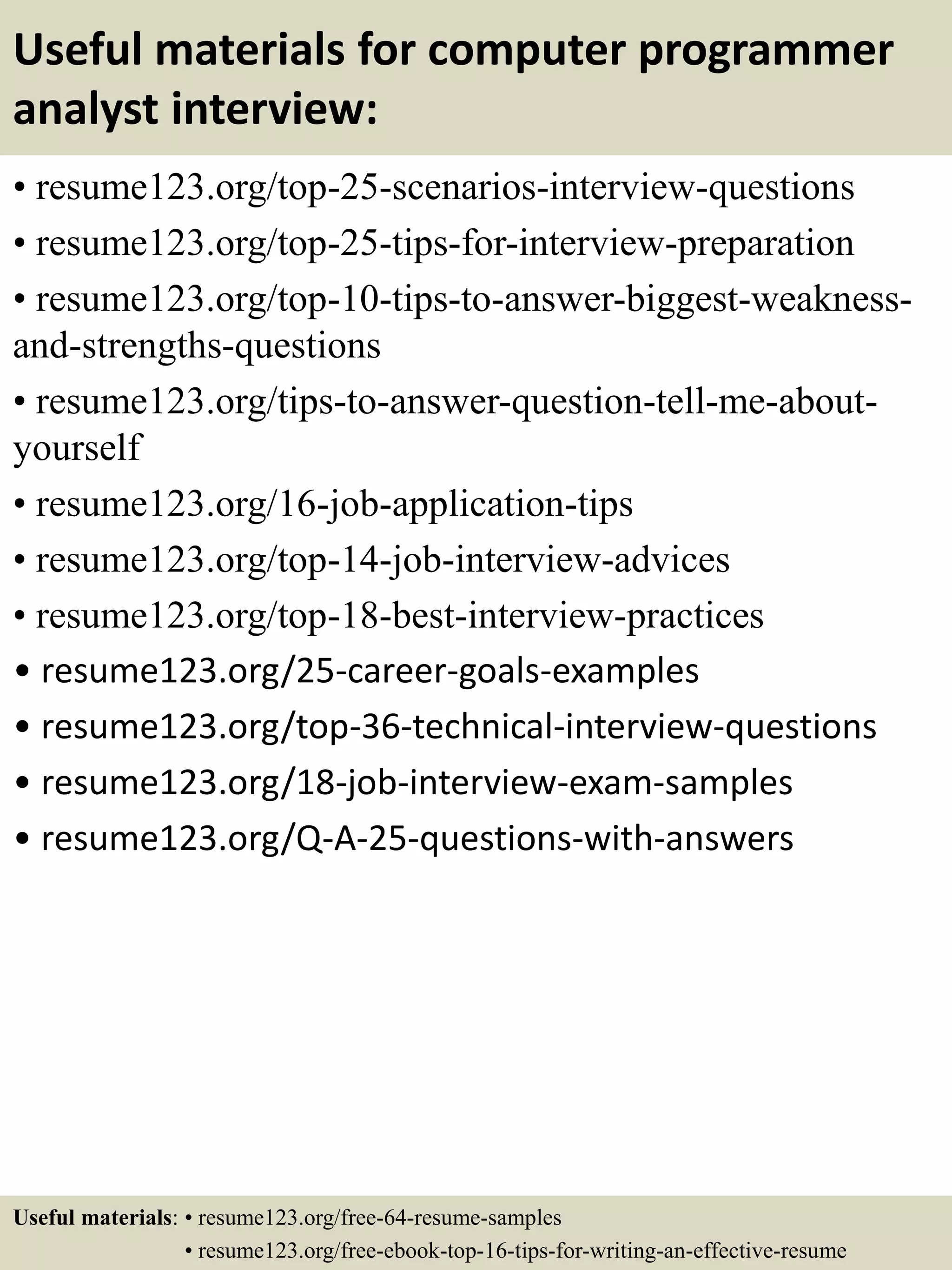 Top 8 computer programmer analyst resume samples | PPTX