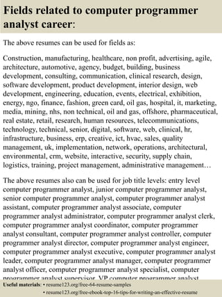 Top 8 computer programmer analyst resume samples | PDF