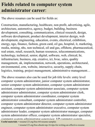 Top 8 computer system administrator resume samples | PDF