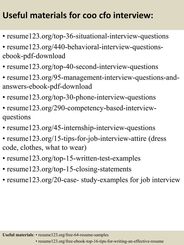 Top 8 coo cfo resume samples | PDF