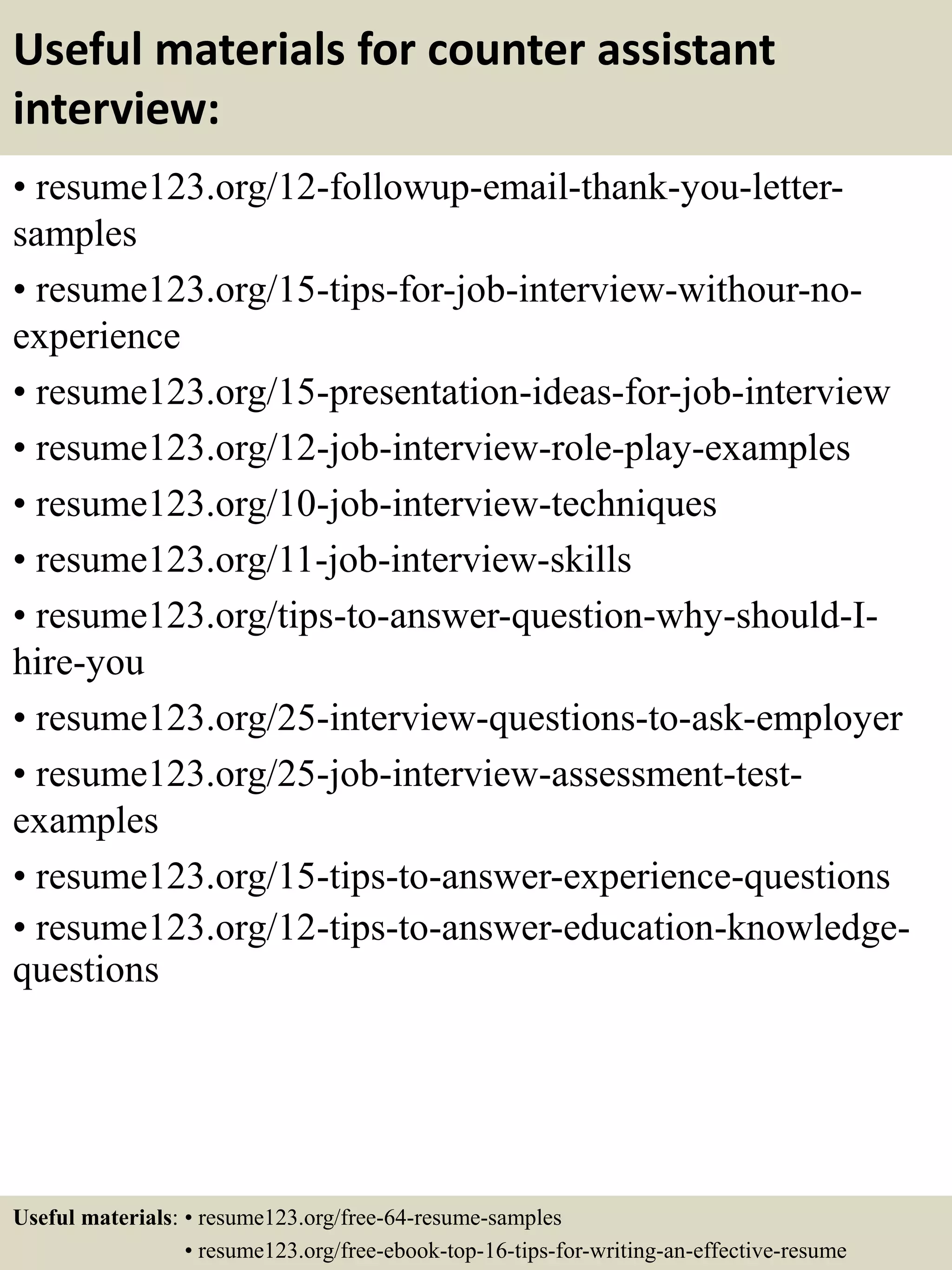 Top 8 counter assistant resume samples | PDF