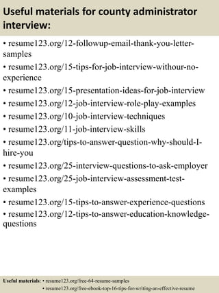 Top 8 county administrator resume samples | PPTX
