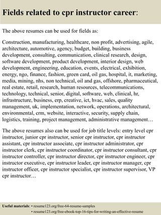 Top 8 cpr instructor resume samples | PDF