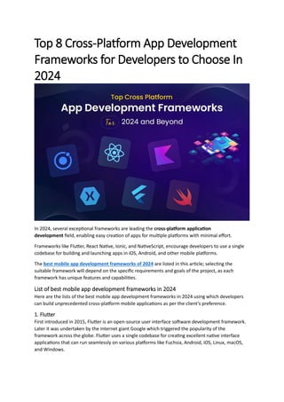 Top 8 Cross-Platform App Development Frameworks for Developers to Choose In 2024 | PDF