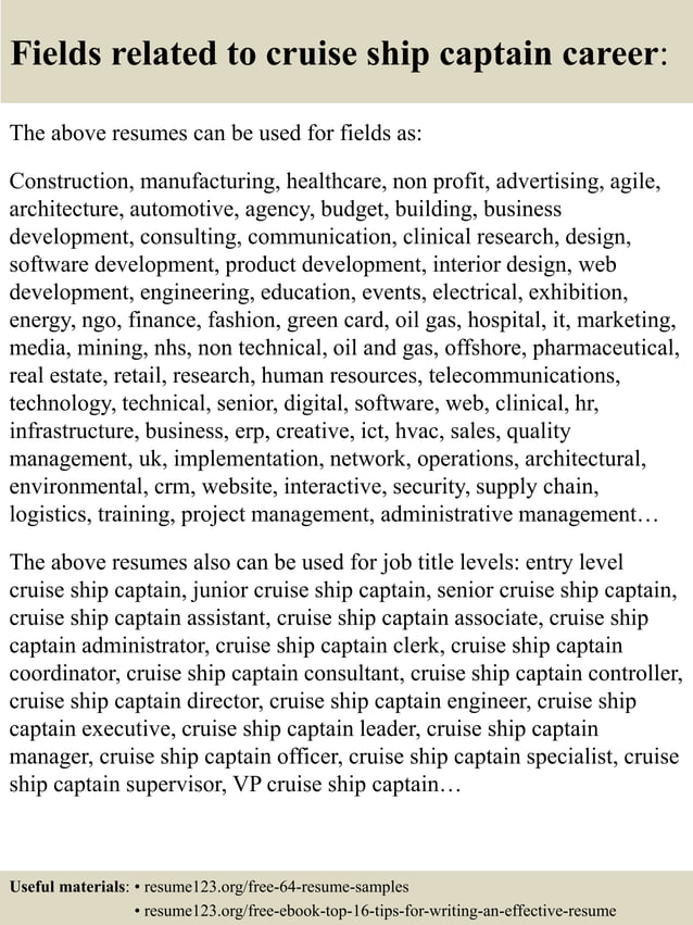 Top 8 cruise ship captain resume samples | PPTX
