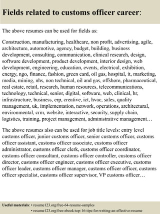 Top 8 customs officer resume samples | PPTX