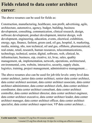 Top 8 data center architect resume samples | PPTX