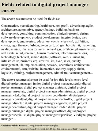 Top 8 digital project manager resume samples | PPTX | Resume Writing ...