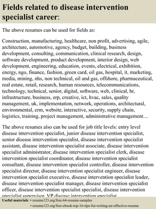 Top 8 disease intervention specialist resume samples | PPTX