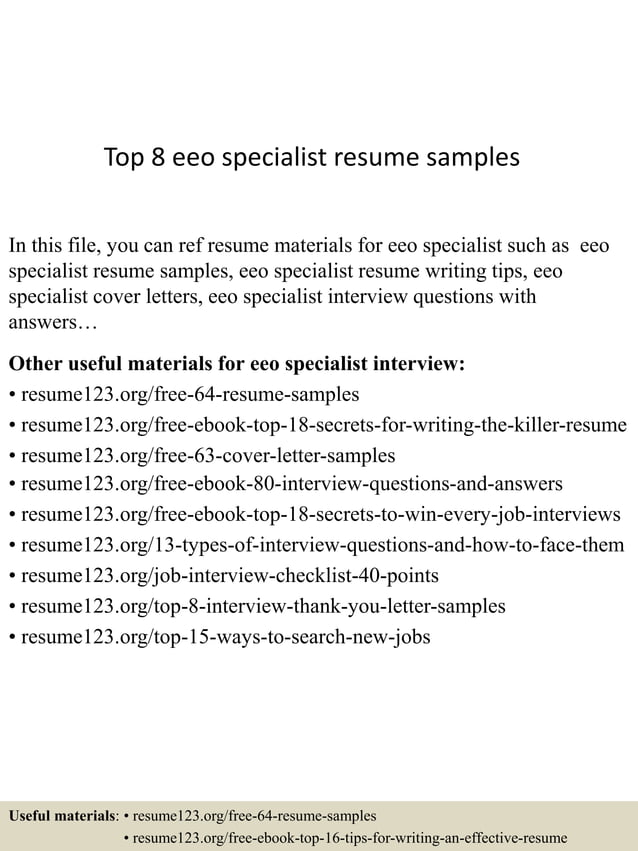 Top 8 eeo specialist resume samples | PDF