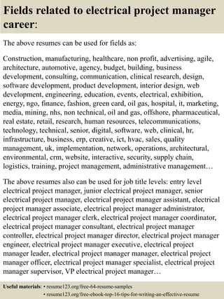 Top 8 electrical project manager resume samples | PPTX