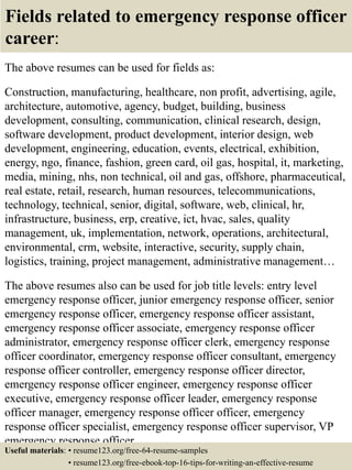 Top 8 emergency response officer resume samples | PPTX