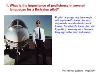 Top 8 emirates pilot interview questions answers | PPT