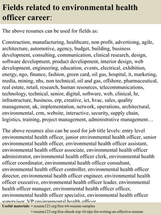 Top 8 environmental health officer resume samples | PDF