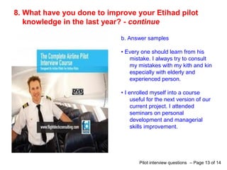 Top 8 etihad pilot interview questions answers | PPT | Resume Writing ...
