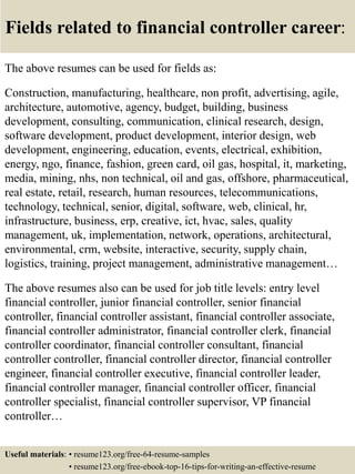 Top 8 financial controller resume samples | PPTX