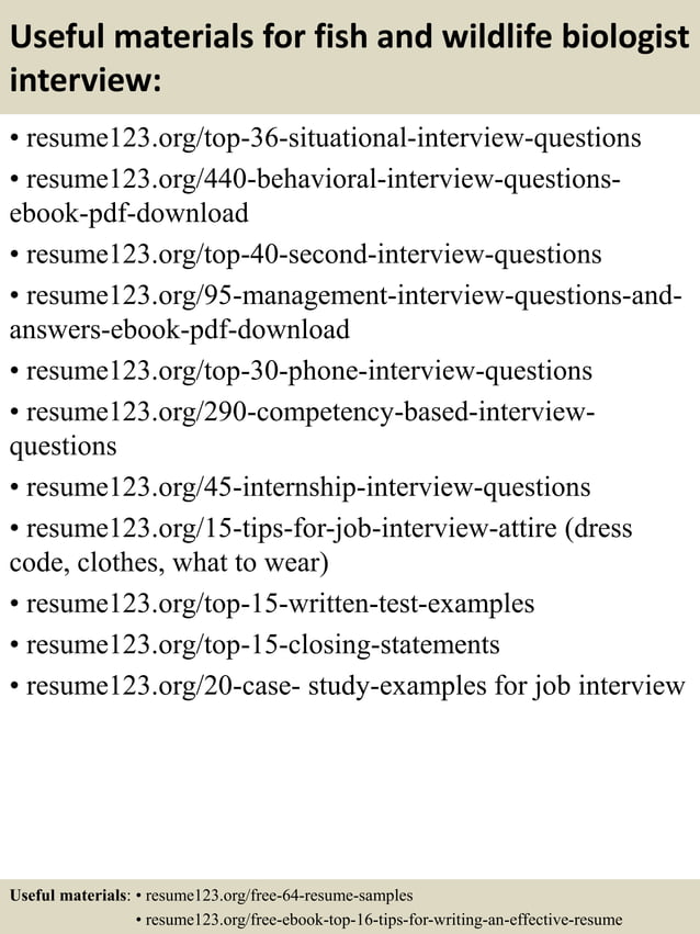 Top 8 fish and wildlife biologist resume samples | PDF