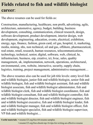 Top 8 fish and wildlife biologist resume samples | PPTX