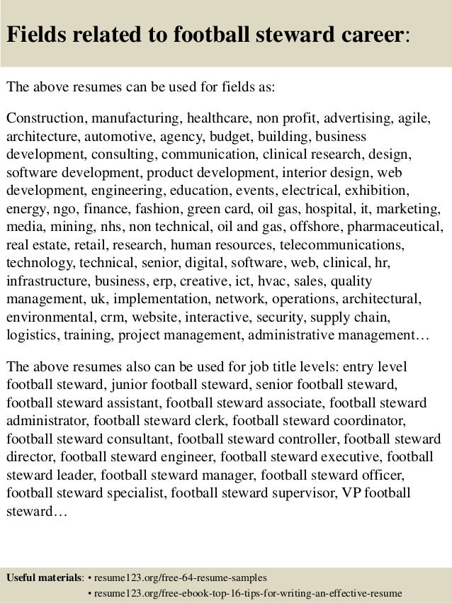 Top 8 football steward resume samples